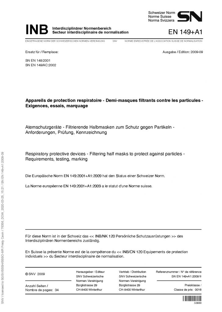 Appareils de protection respiratoire - Demi-masques filtrants contre ...