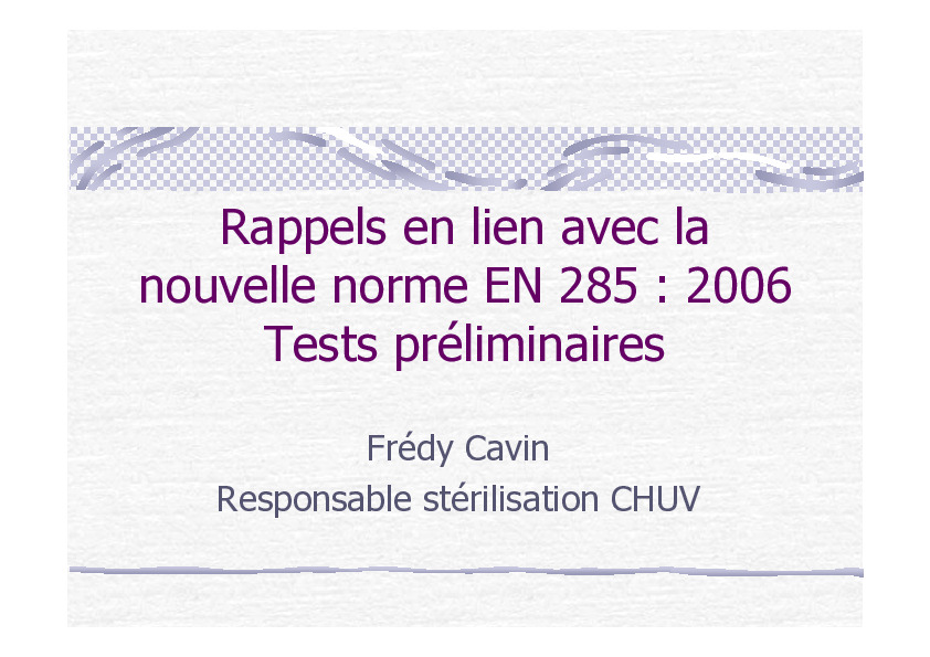 6. Rappels en lien avec la nouvelle Norme EN 285 - sssh